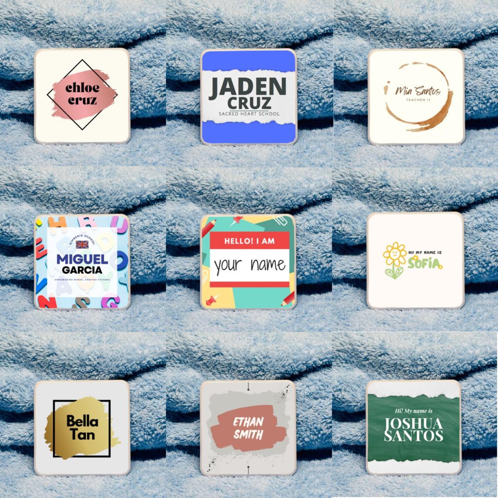 Customized Square Badge Name Tags / Refrigerator Magnets Durable ...