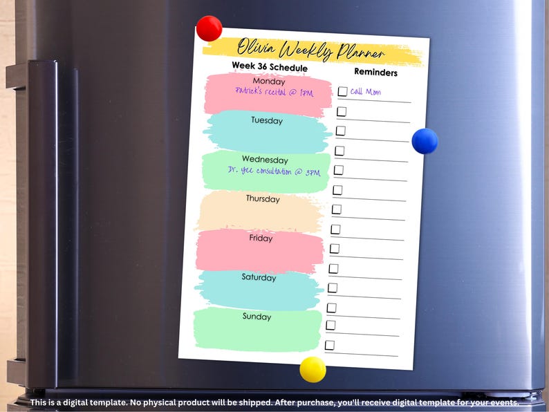 Editable Weekly Planner | Canva Template | Pastel Paint Strokes ...