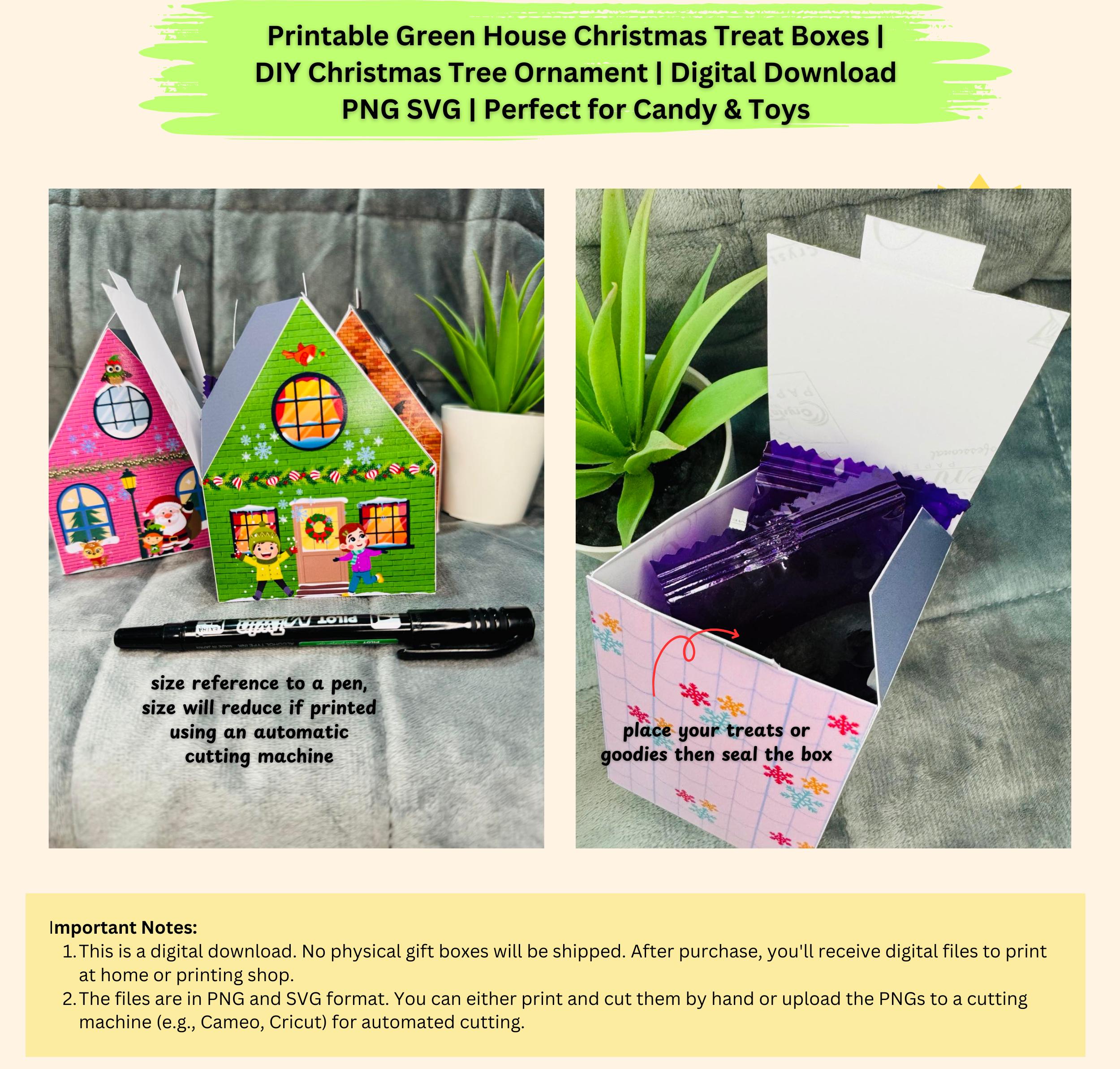 Printable Green Christmas House Treat Boxes | DIY Christmas Tree ...