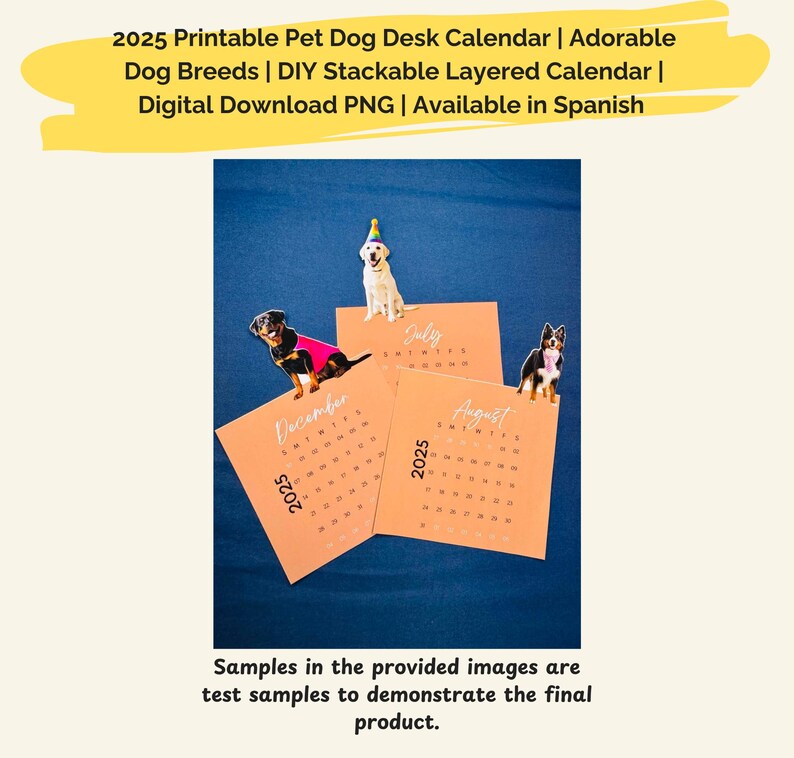 2025 Printable Pet Dog Desk Calendar Adorable Dog Breeds DIY Stackable ...
