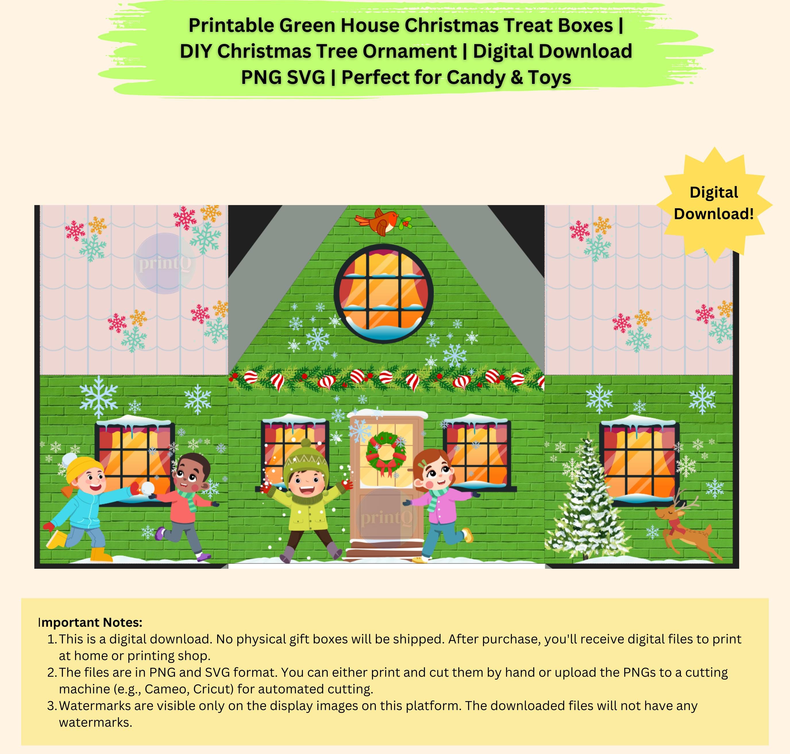 Printable Green Christmas House Treat Boxes | DIY Christmas Tree ...
