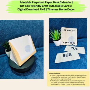 Printable Perpetual Paper Desk Calendar | DIY Calendar Holder Stand ...