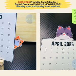 2025-2026 Printable Peeking Cats Calendar | Fun & Colorful Kitten ...