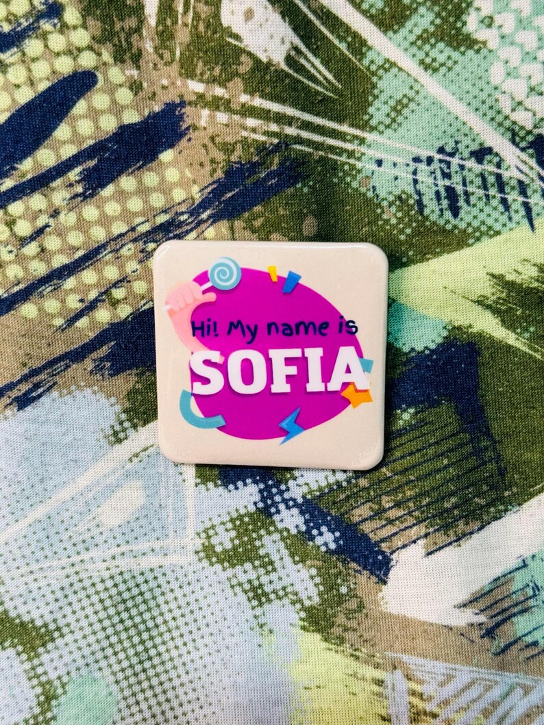 Customized Square Badge Name Tags / Refrigerator Magnets Durable ...