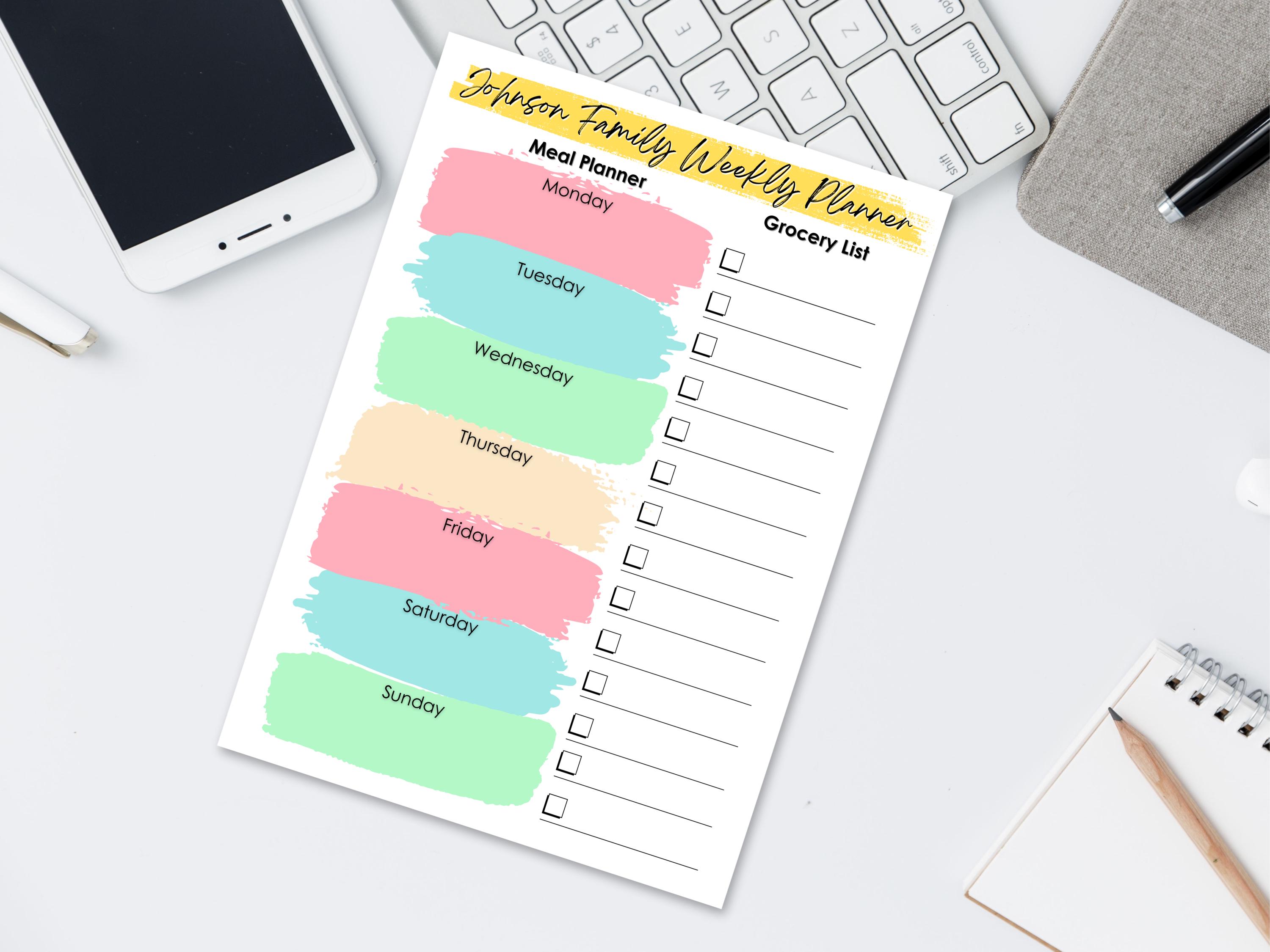 Editable Weekly Planner | Canva Template | Pastel Paint Strokes ...