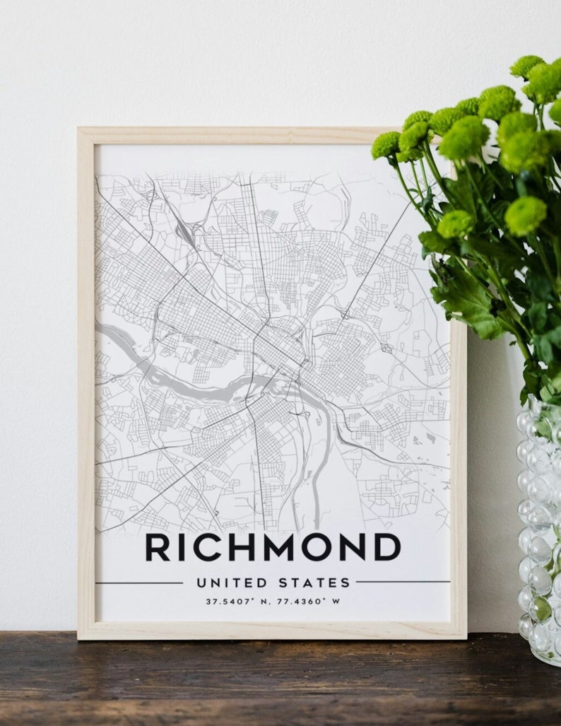 Richmond VA Map Print, Richmond USA Map Art Poster, Map Print, City ...