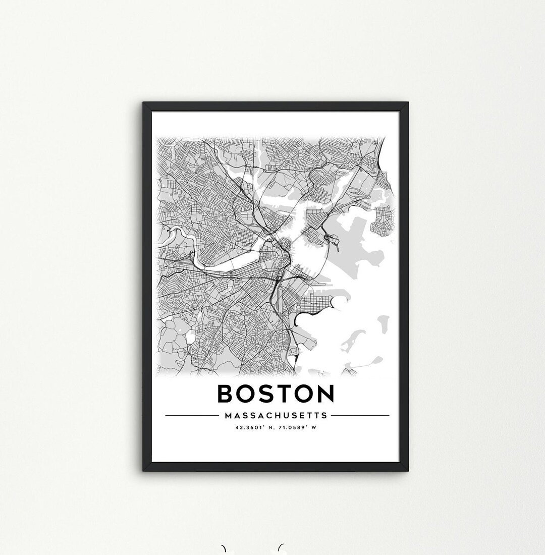 Boston MA Map Print, City Map Print, City Map Art, Boston Map Print ...