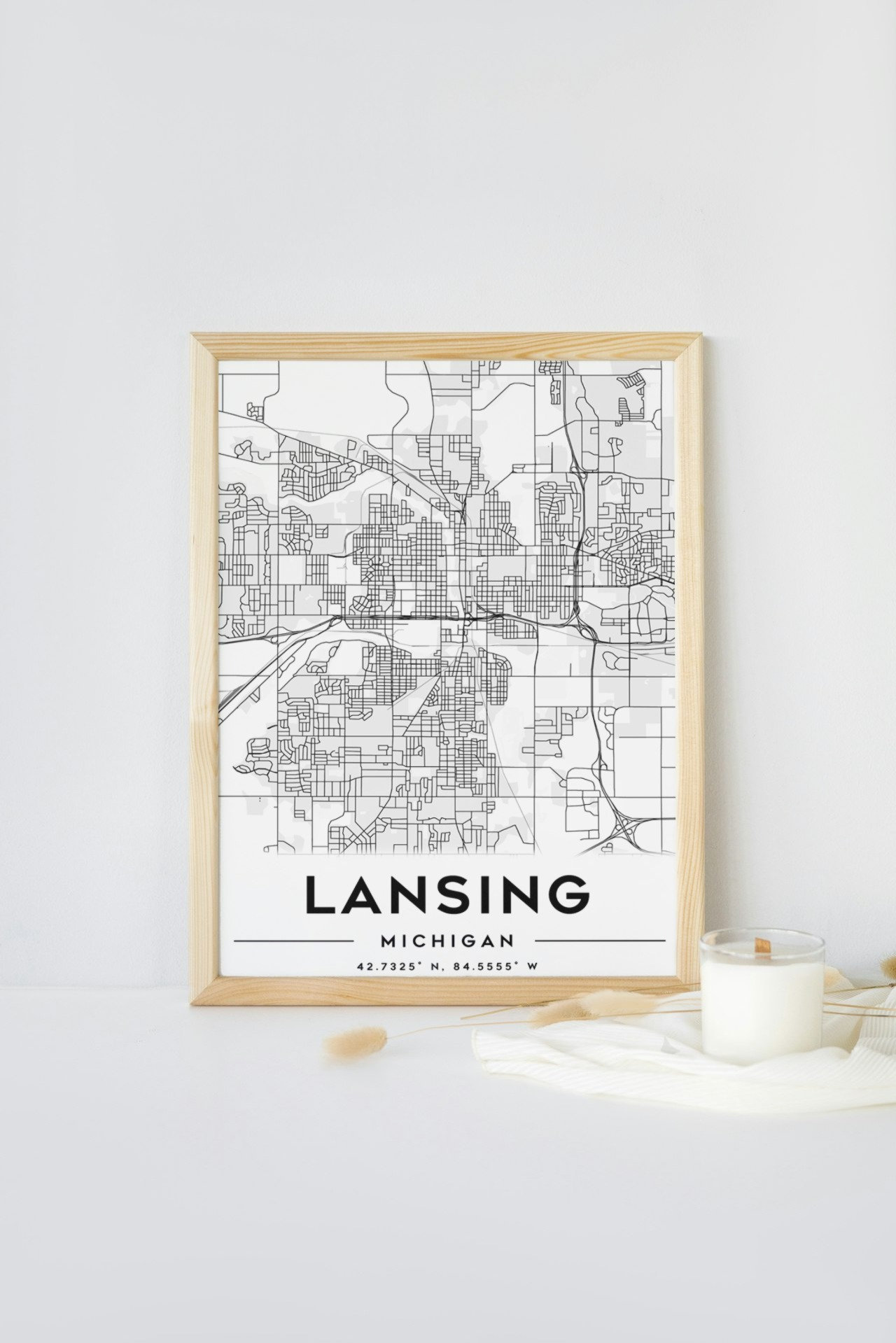 Lansing MI Map Print, Lansing USA Map Art Poster, Map Print, City Map ...