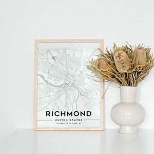 Richmond VA Map Print, Richmond USA Map Art Poster, Map Print, City ...