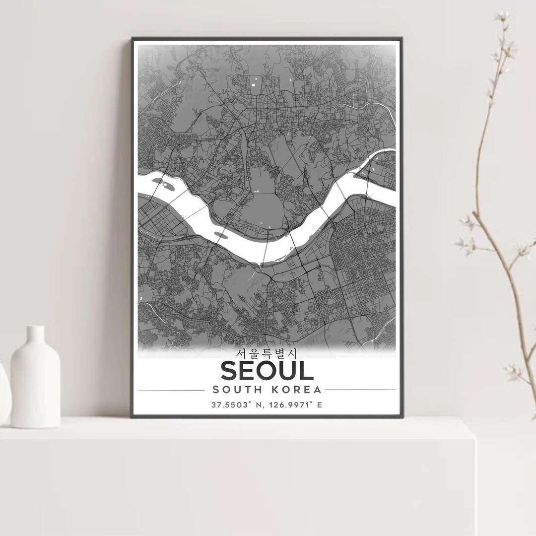 Seoul Map Print, City Map Print, City Map Art, Seoul, South Korea Map ...