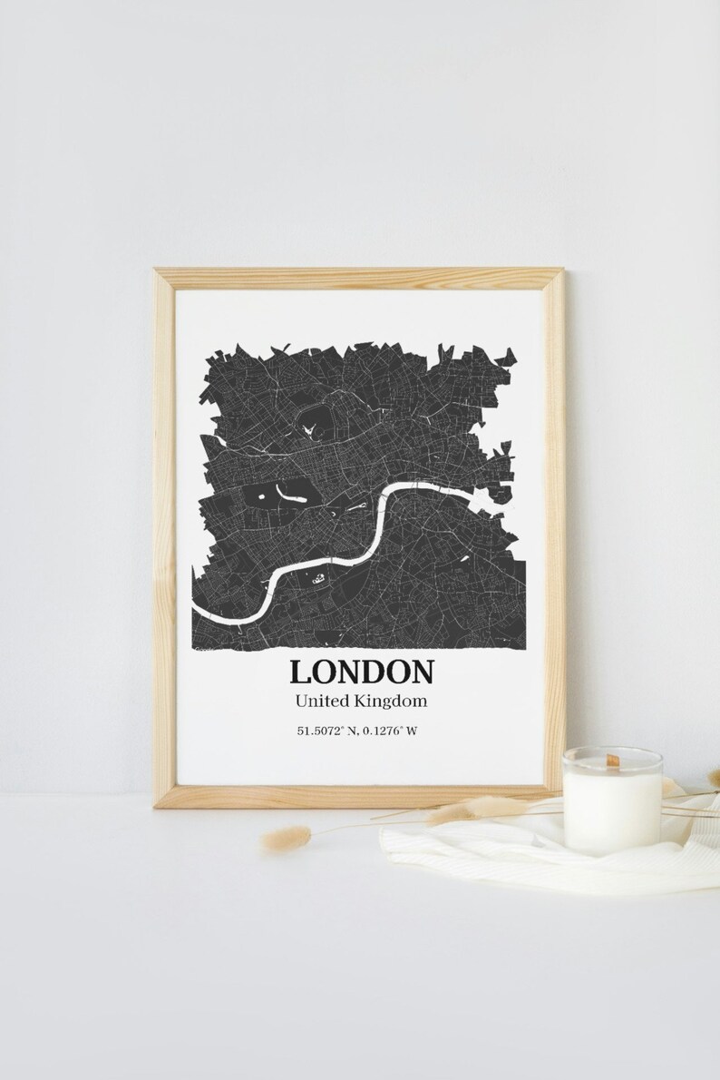 London Minimalist Map Print - Digital Print, Wall Decor - Etsy