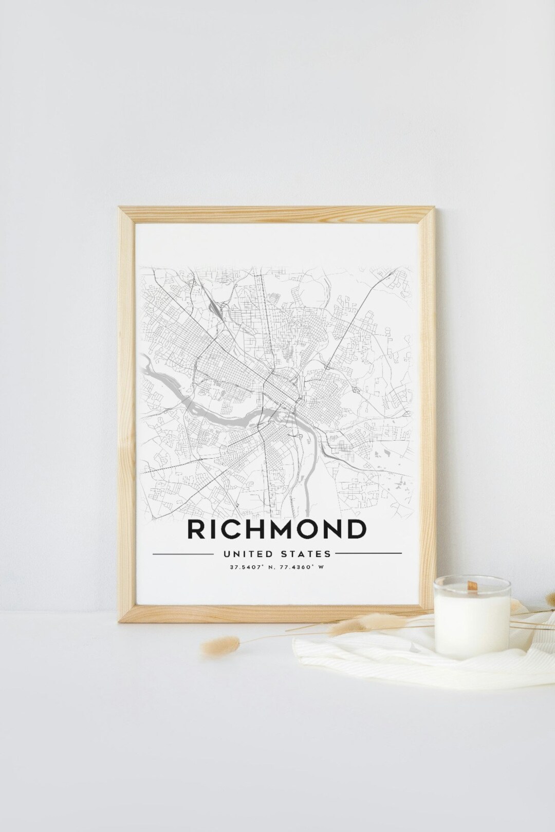 Richmond VA Map Print, Richmond USA Map Art Poster, Map Print, City ...