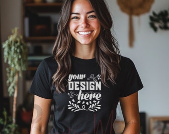 Bella Canvas 3001 Mockup, Female Model, High-quality T-shirt Mockup ...