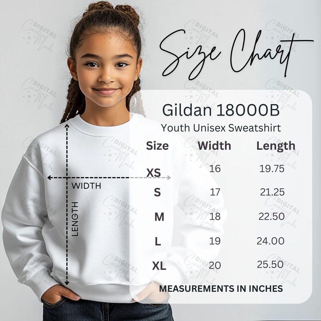 Gildan 18000B Size Chart Youth Sweatshirt Size Chart Youth Black ...