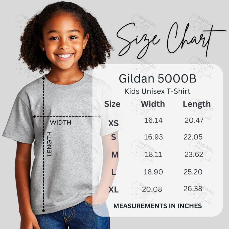 Gildan 5000B Kids Size Chart Kids T-shirt Size Chart Kid Gildan Size Chart 5000B Gray Size Chart ...