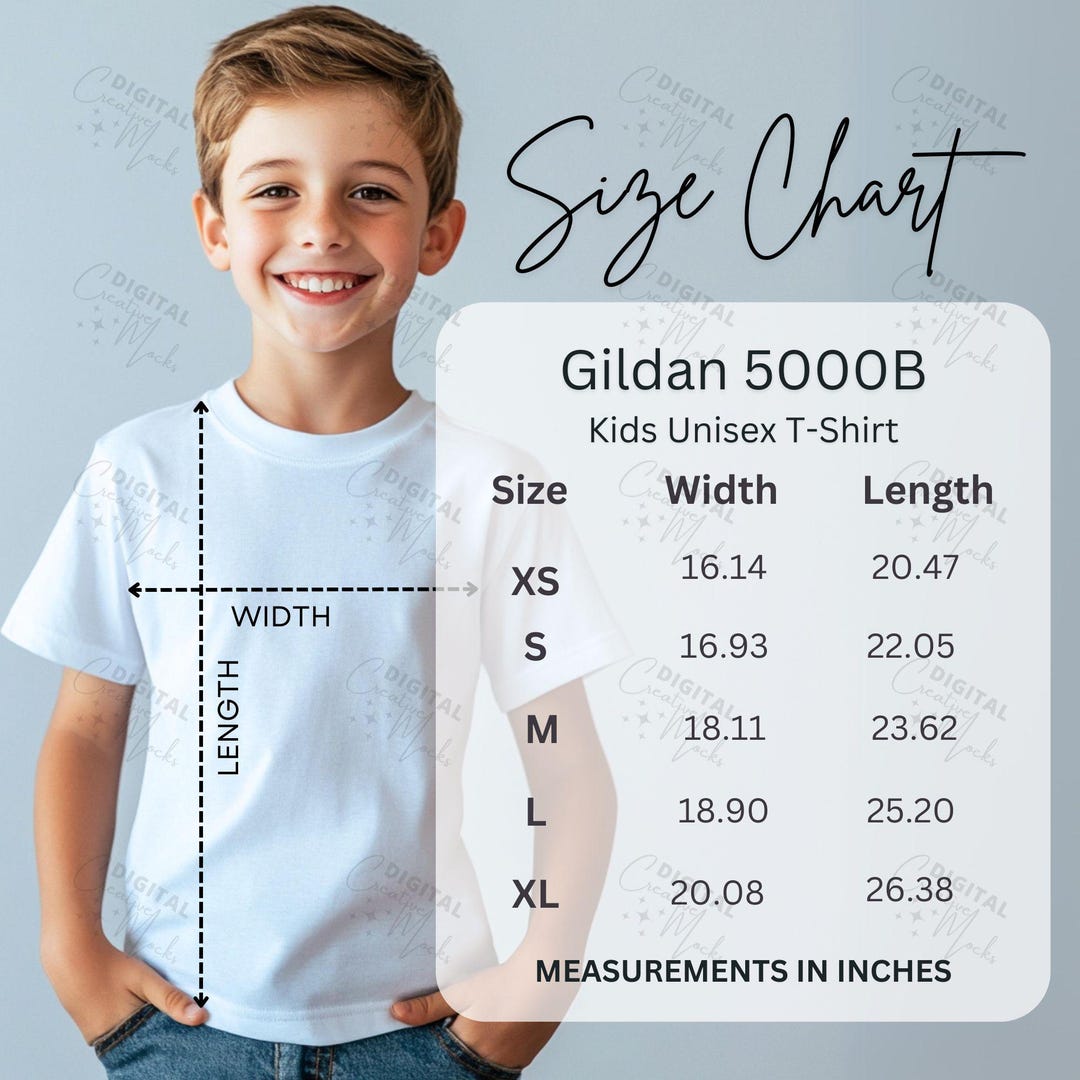Gildan 5000B Kids Size Chart Kids T-shirt Size Chart Kid Gildan Size Chart 5000B Boy Size Chart ...