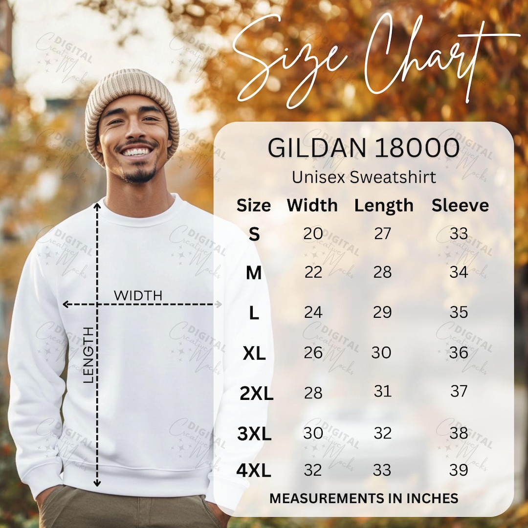 Gildan 18000 Size Chart G1800 Sweatshirt Size Chart Gildan Autumn Fall ...