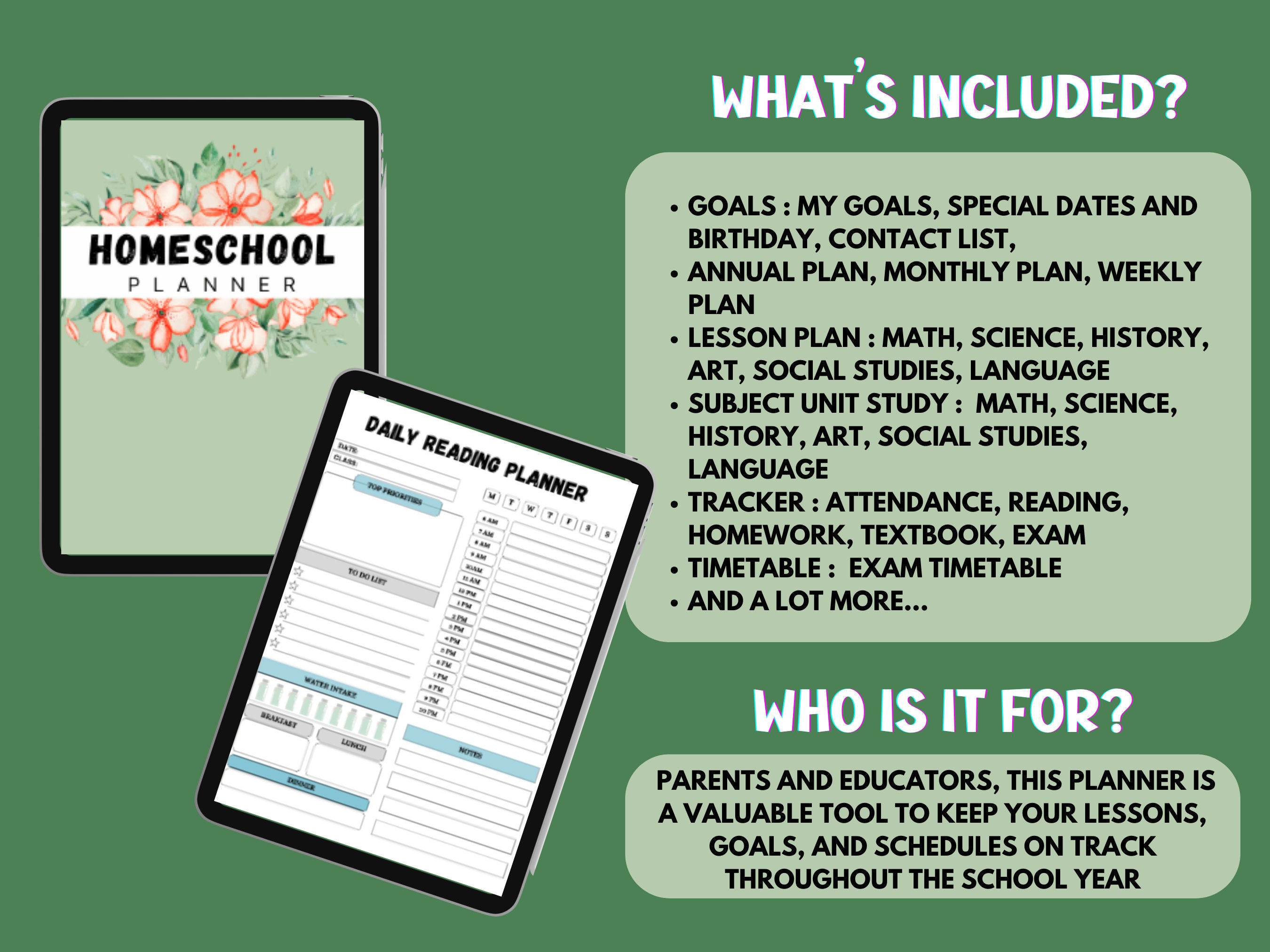 2024 2025 Homeschool Planner 53-page Printable Planner Goals, Lesson ...