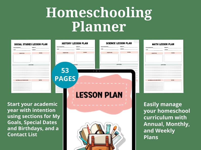 2024 2025 Homeschool Planner 53-page Printable Planner Goals, Lesson ...