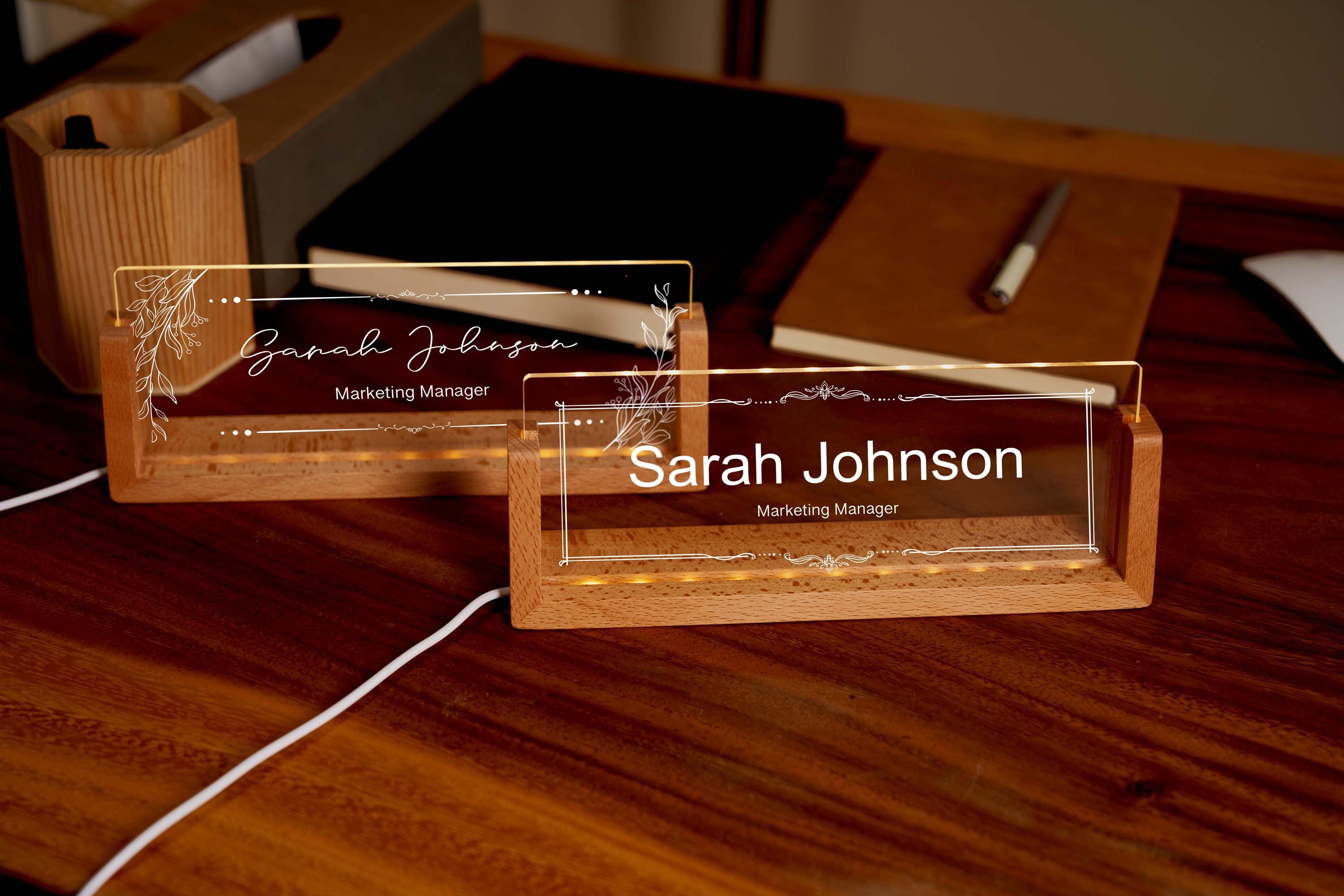 Personalized Acrylic Desk Nameplate, Acrylic Light Nameplate, Office ...