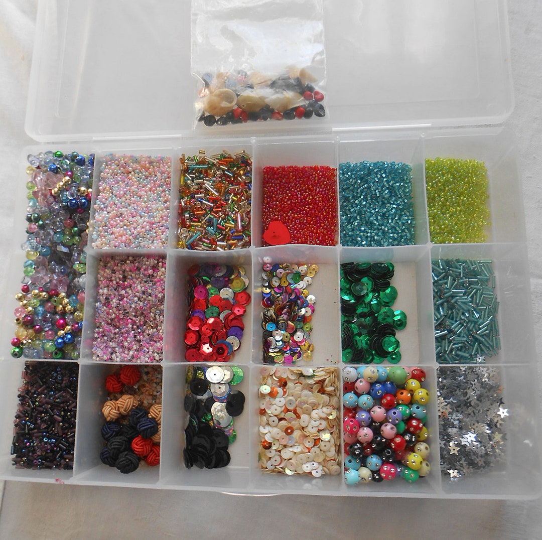 Big Craft BEAD LOT Mixed Shapes Colors Sizes Sequins Stars Round Oblong ...