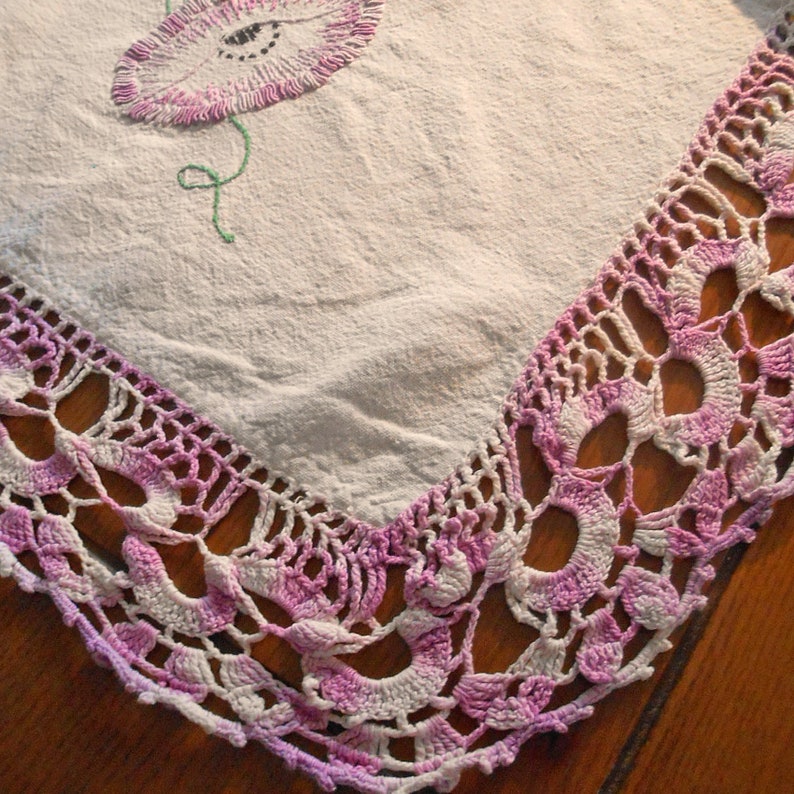 Rare MORNING GLORY TABLECLOTH Hand Embroidered Lavender - Etsy
