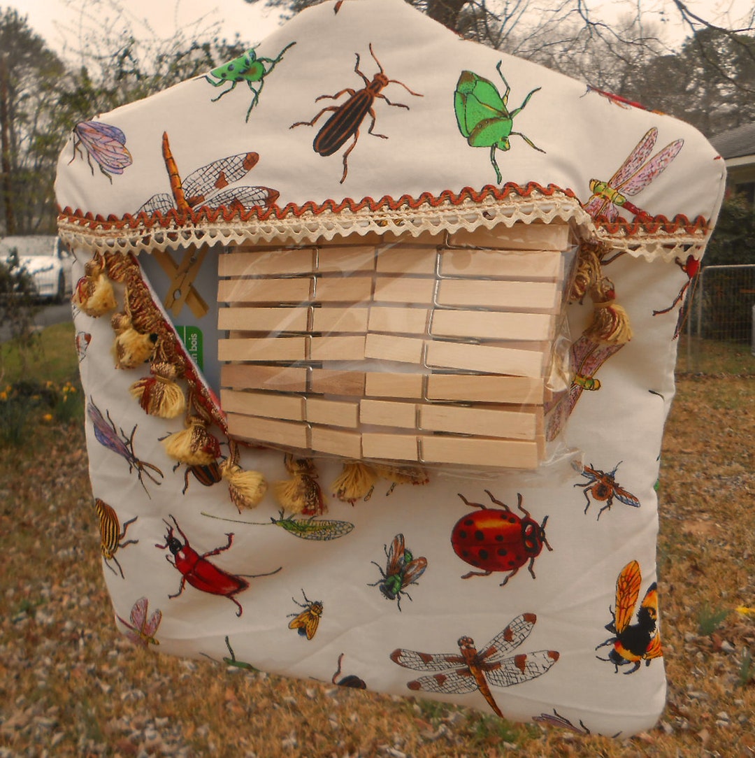 CLOTHESPIN BAG Wonky Bug's Life Fabric Roomy Line Drying Tassels Rick ...