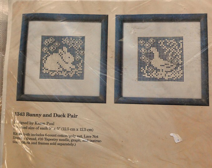 BUNNY & DUCK Pair Filet Net Lace Kit to Frame #1343 Creative Circle ...