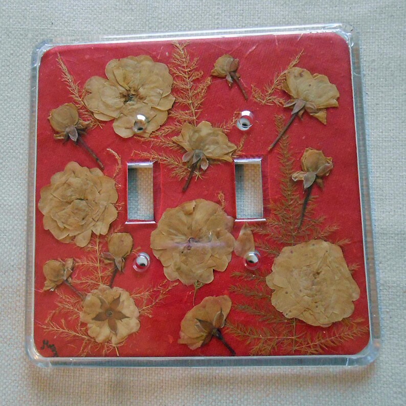 PRESSED FLOWERS Double SWITCH Plate Covers Buy Choice Roses Spirea ...