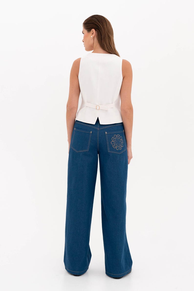 Classic Tailoring Front Button Women's Vest, White Waistcoat, Fall ...