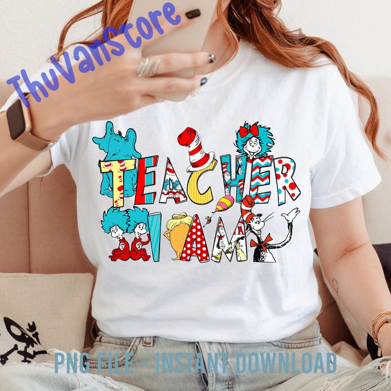 I Am Teacher Dr Seuss Png, Dr Seuss Back to School Png, Cat in the Hat ...
