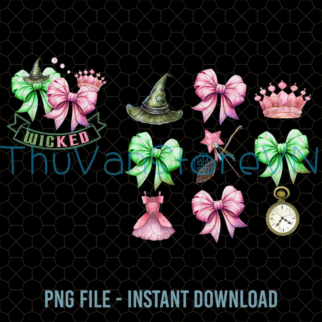 Wicked Changed for Good Png, Coquette Pink Bow Wicked Png, Witch Pink ...