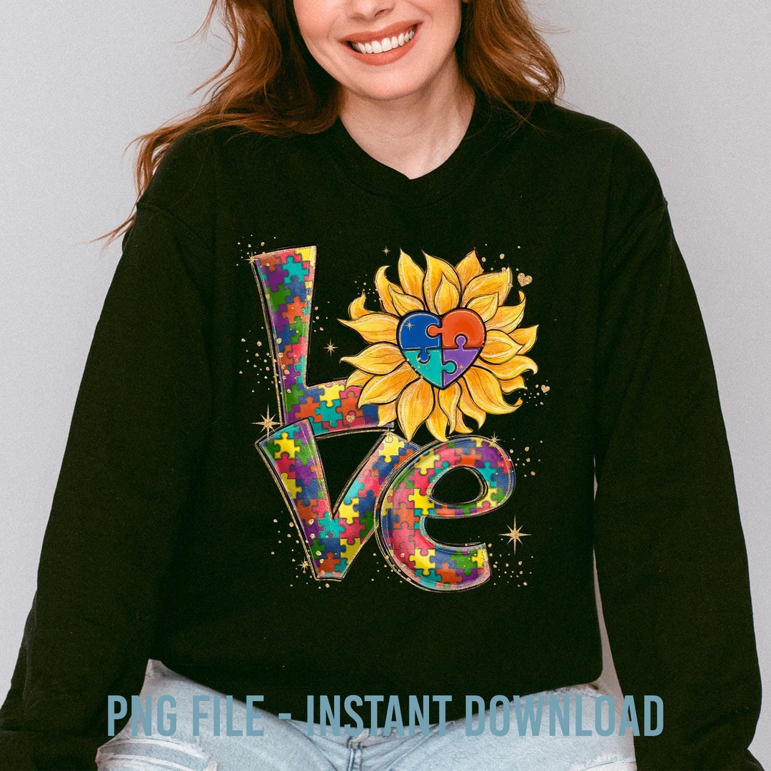 Love Sunflower Autism Awareness Png, Autism Month Png, Autism Puzzle ...