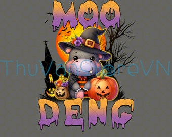 Boo Deng Baby Hippo Halloween Png, Moo Deng Shirt Png, Cute Baby Hippo ...