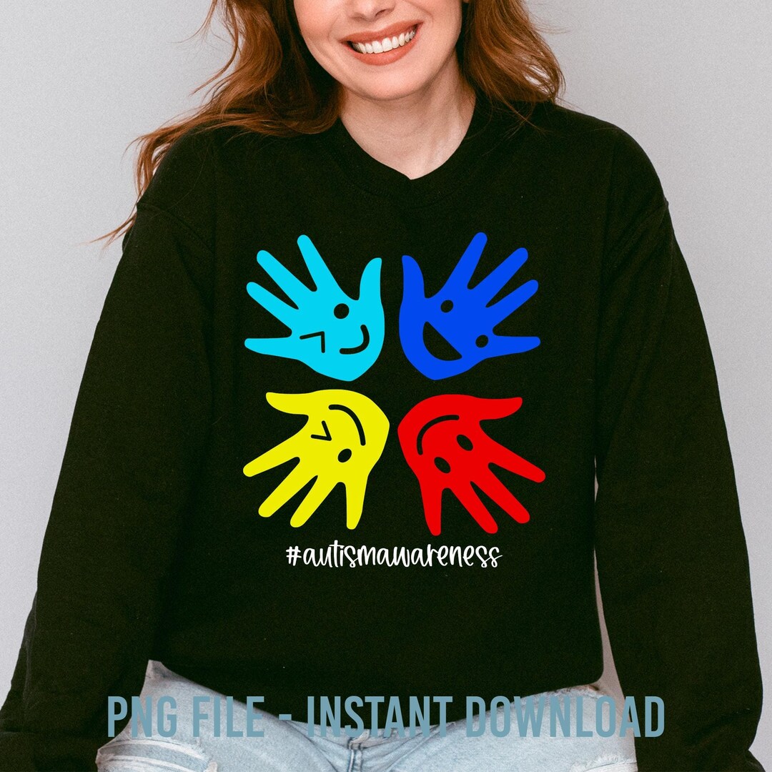 Autism Awareness Sign Hand Smiley Face Png, Autism Awareness Month ...