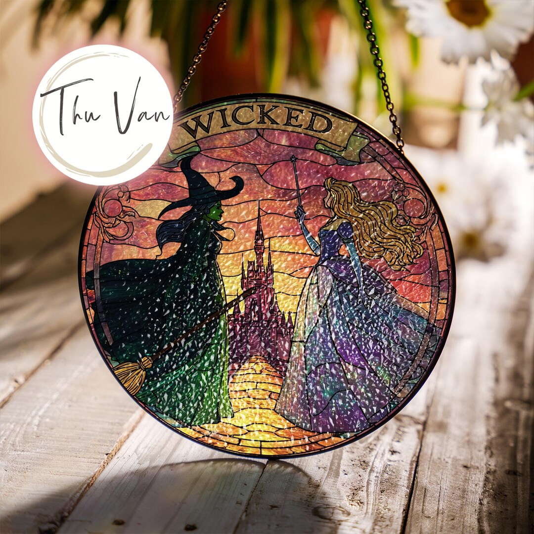Elphaba and Glinda Wicked Glass Suncatcher, Wicked Christmas Ornaments ...