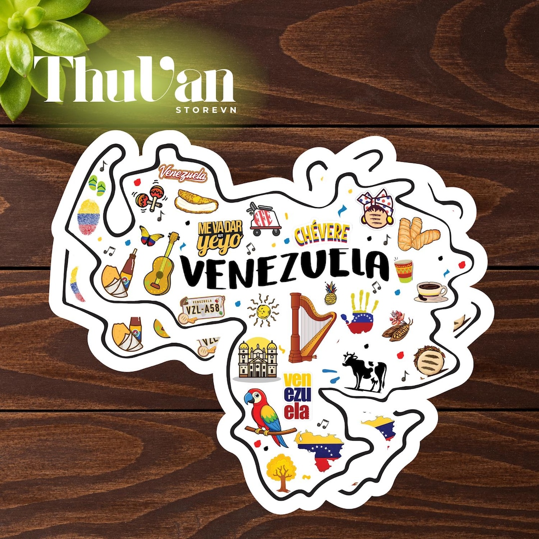 Venezuela Map Sticker/ Magnet, Venezuelan Culture, South American ...