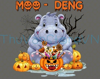 Boo Deng Baby Hippo Halloween Png, Moo Deng Shirt Png, Cute Baby Hippo ...