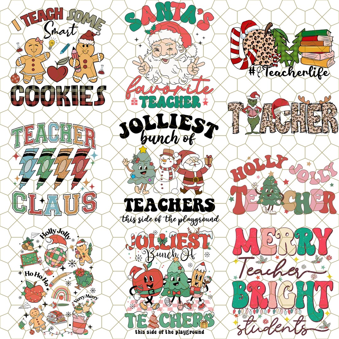 Bundle Teacher Christmas Png, Christmas Teacher Bundle Png, Teacher ...