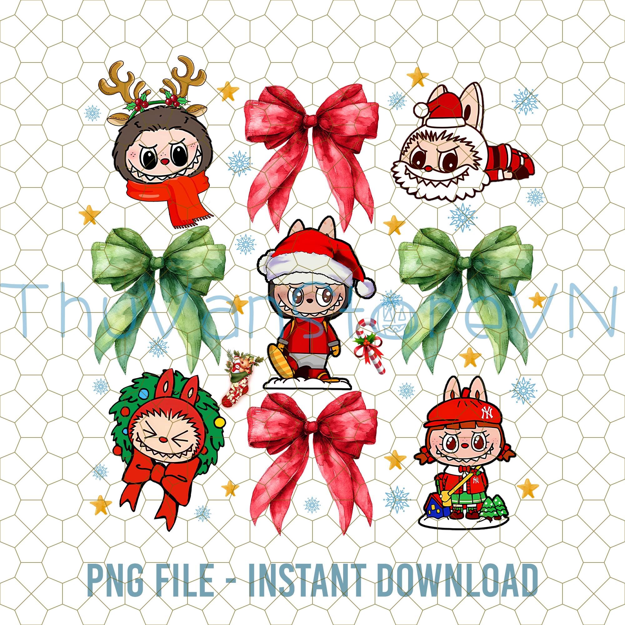 Coquette Bow Labubu Christmas Png, Labubu Monster Png, Labubu Monster ...