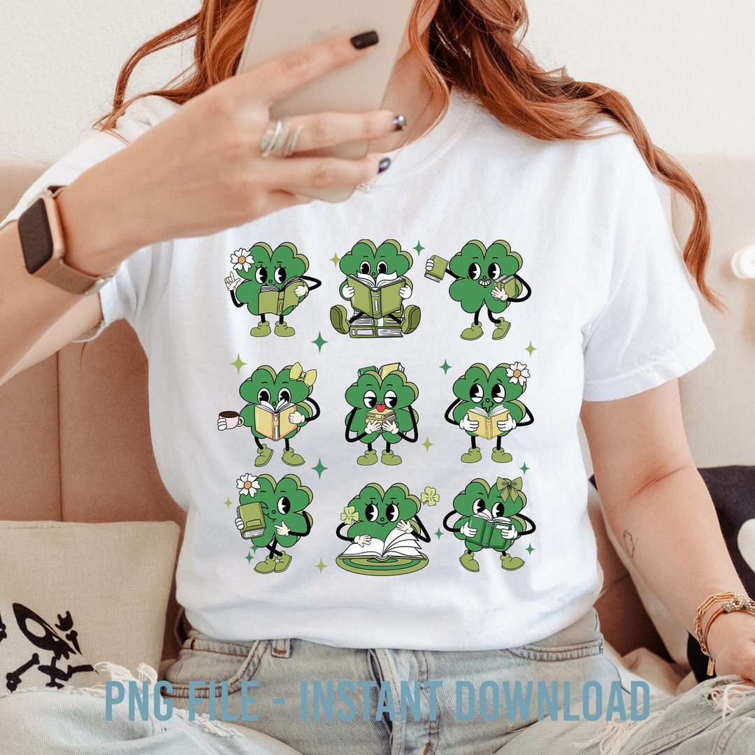 Cute Shamrock Reading Books St Patrick's Day Teacher Png, Teacher Life ...