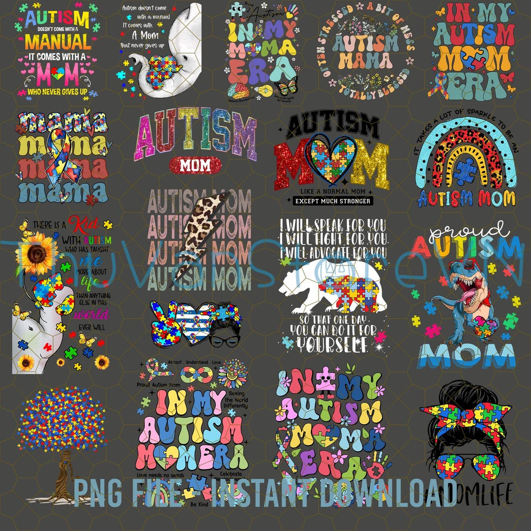Bundle 18 PNG Autism Mama Png, Autism Awareness Month, in My Autism Mom ...