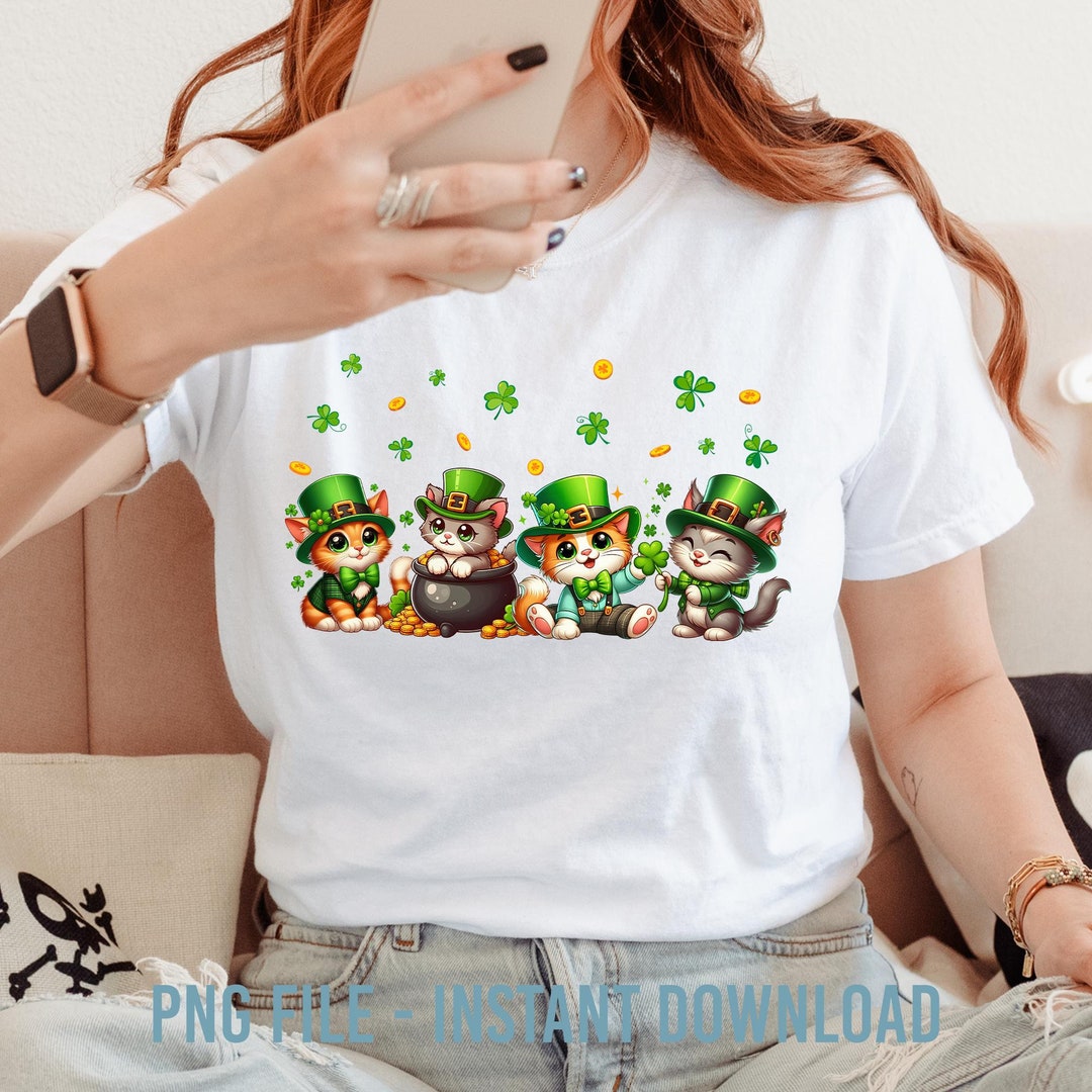 Leprechaun Cat St Patrick's Day Png, Lucky Cat Png, Cat Lover Patrick's ...