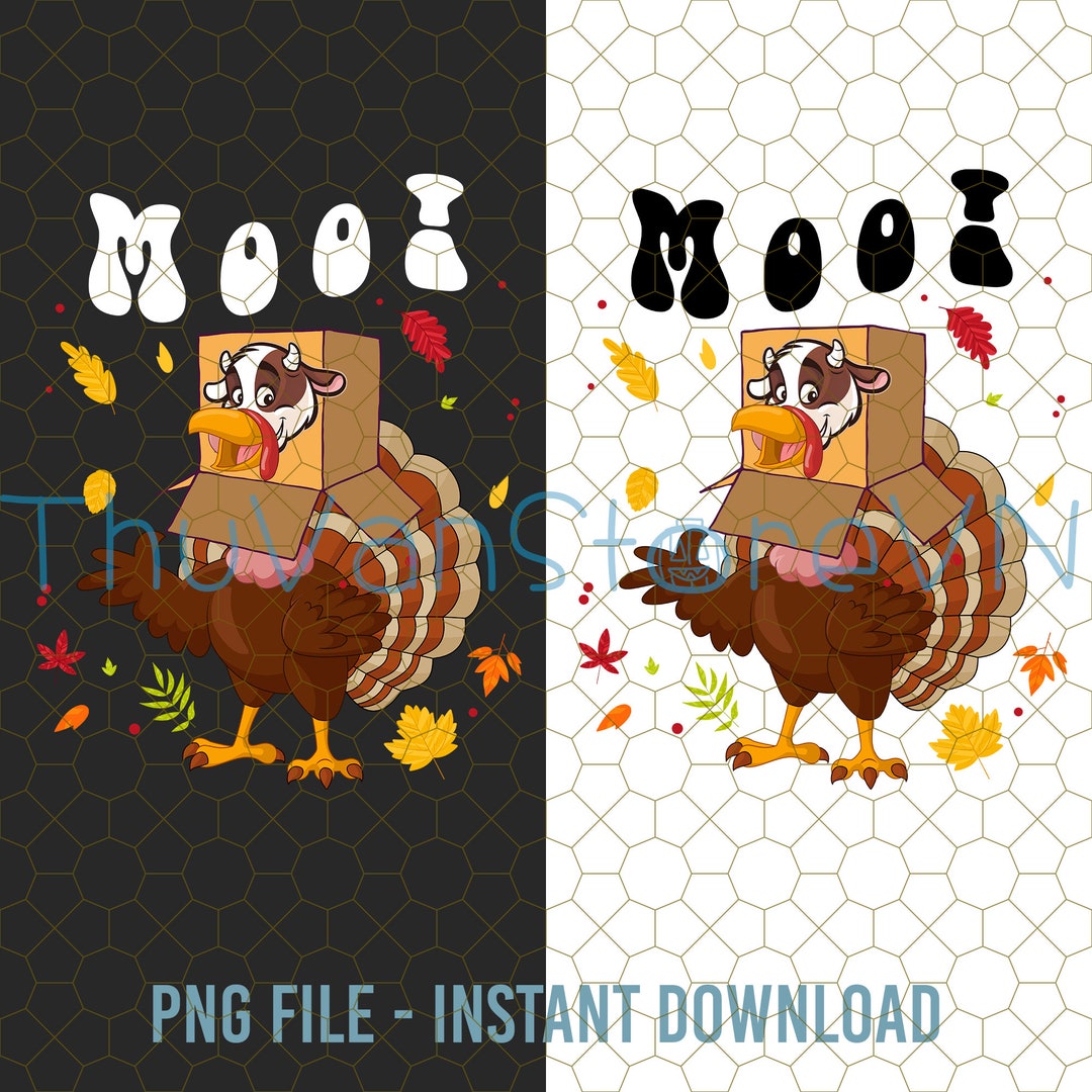 Turkey Moo Cow Thanksgiving Png, Moo Turkey Png, Thanksgiving Farmer ...