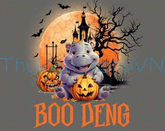 Boo Deng Baby Hippo Halloween Png, Moo Deng Shirt Png, Cute Baby Hippo ...