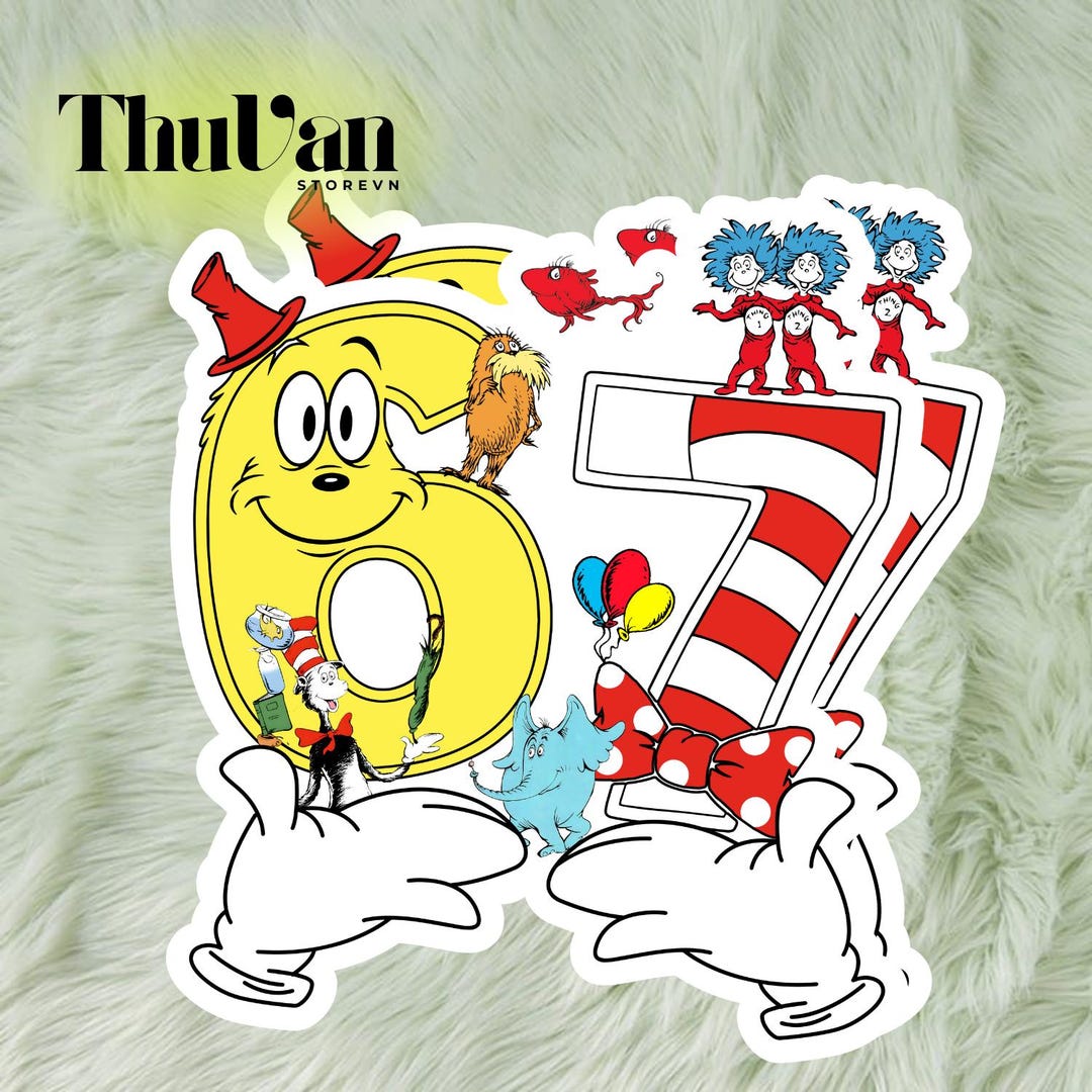 Read Across America Dr Seuss Seussville Sticker/ Magnet, Thing 1 Thing ...