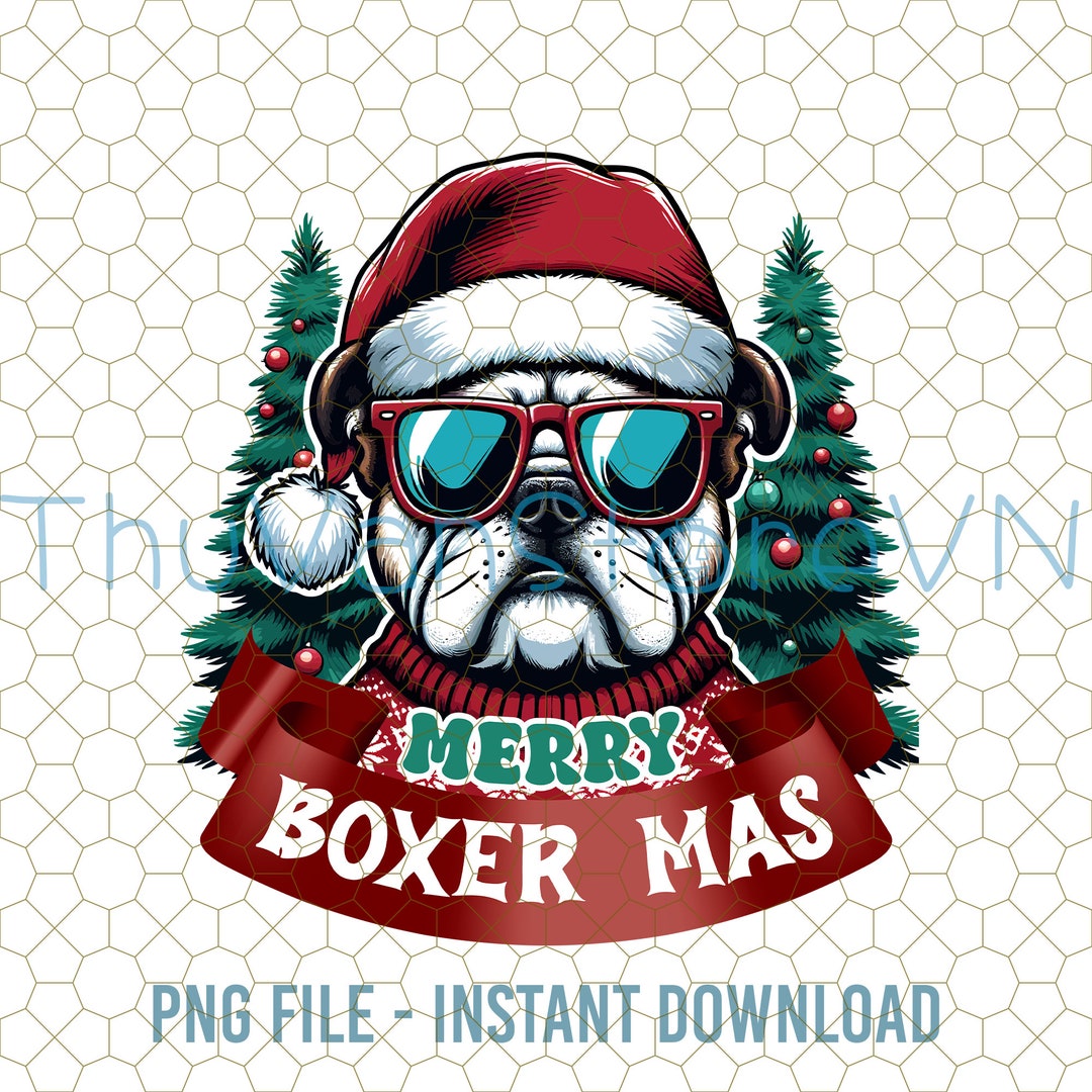 Merry Boxer Mas Png, Boxer Dog Christmas Png, Christmas Pet Lover Gift ...