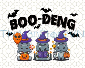 Boo Deng Baby Hippo Halloween Png, Moo Deng Shirt Png, Cute Baby Hippo ...