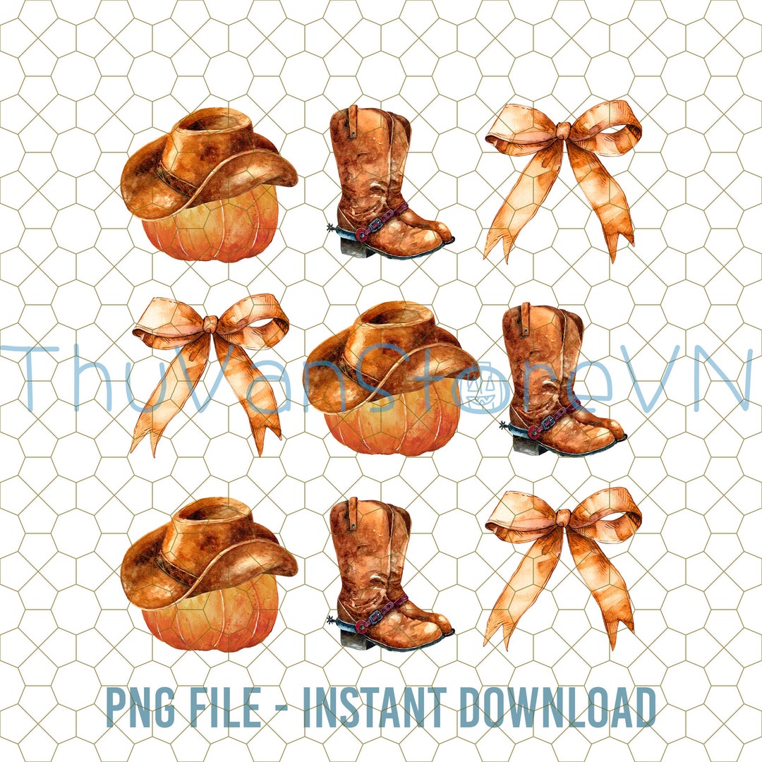 Coquette Bow Pumpkin Season Png, Western Fall Png, Cowboy Thanksgiving ...