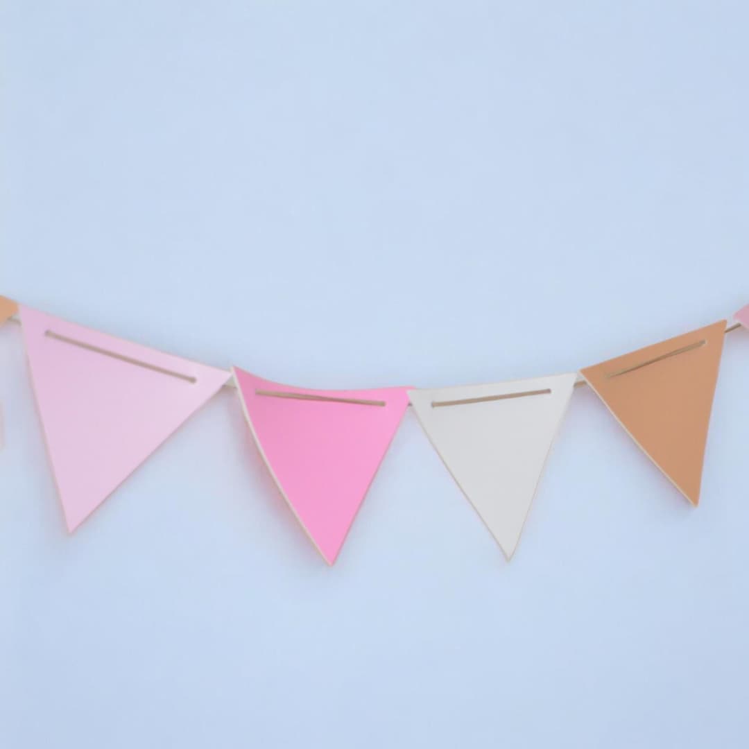 Pink Triangle Pennant Bunting Banners - Playroom and Nursery Decoration ...